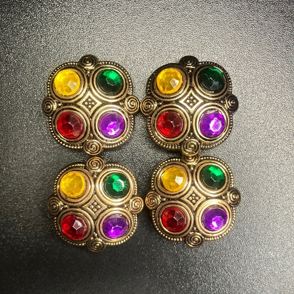 Other | Vintage 8s Button Covers Set Of 4 Jeweled Gold Tone | Poshmark